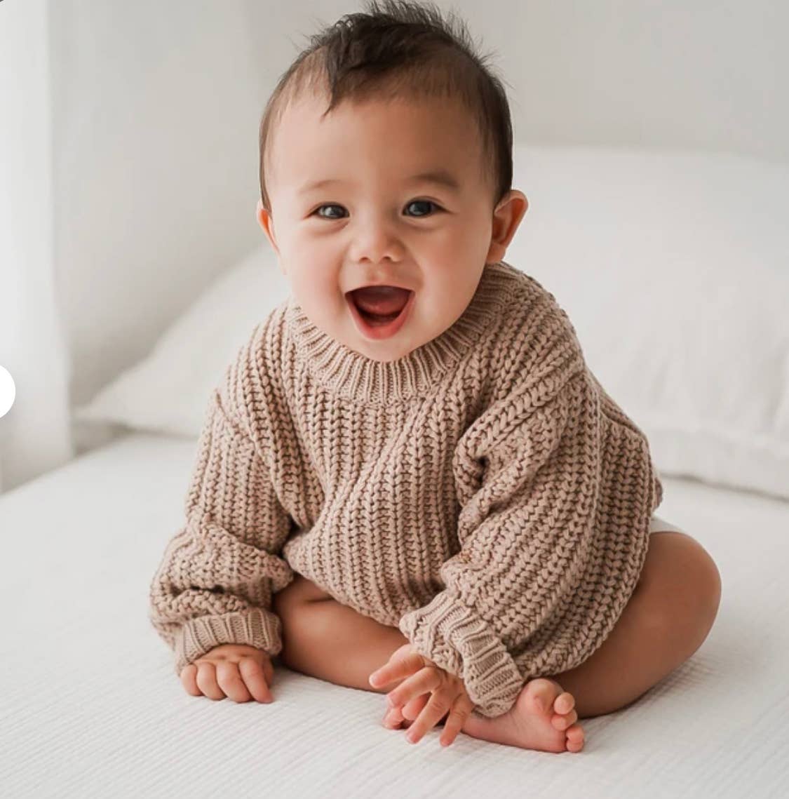 OLIVE & CRADLE - Baby Sweater Chunky Braided knit Cotton oversize styl ...